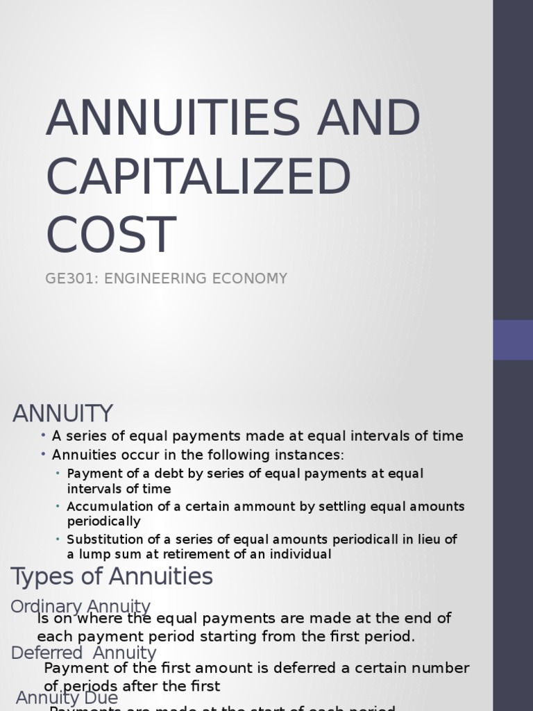Analysis of Engineering Economic Concepts Related to Annuities ...