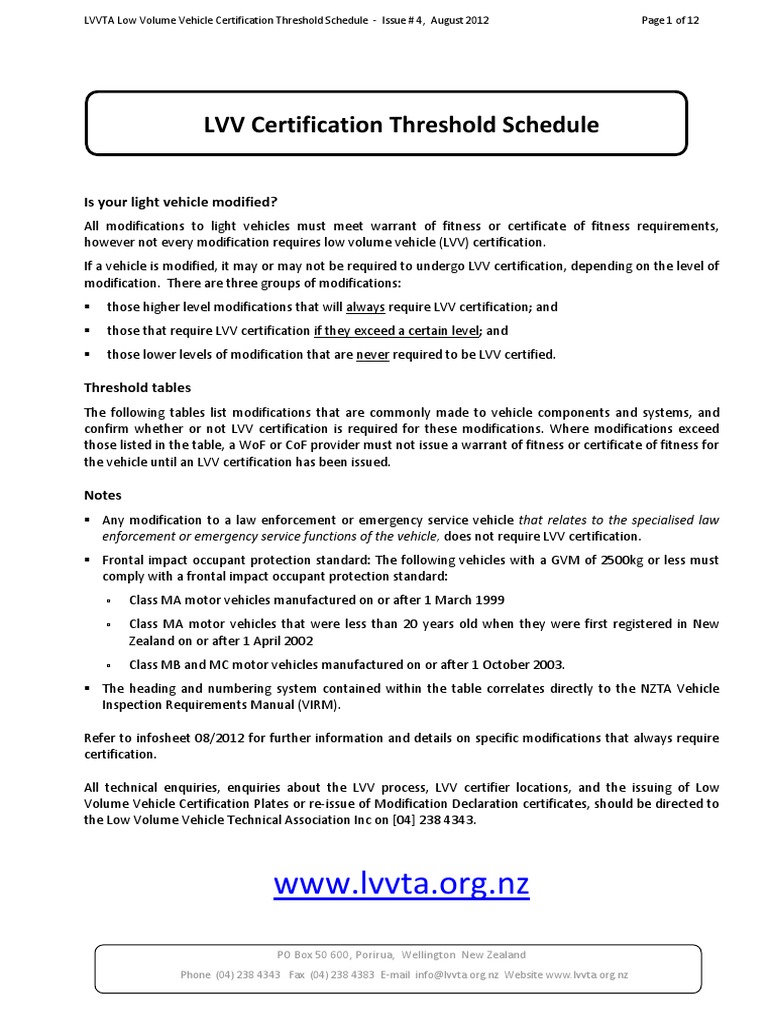 LVVTA LVV Cert Threshold | PDF | Turbocharger | Suspension (Vehicle)