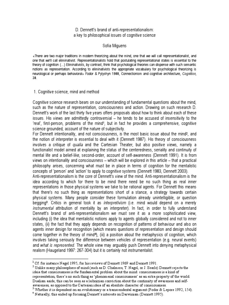 Daniel C. Dennett's Theory by Sofia Miguens | PDF | Philosophy Of Mind ...