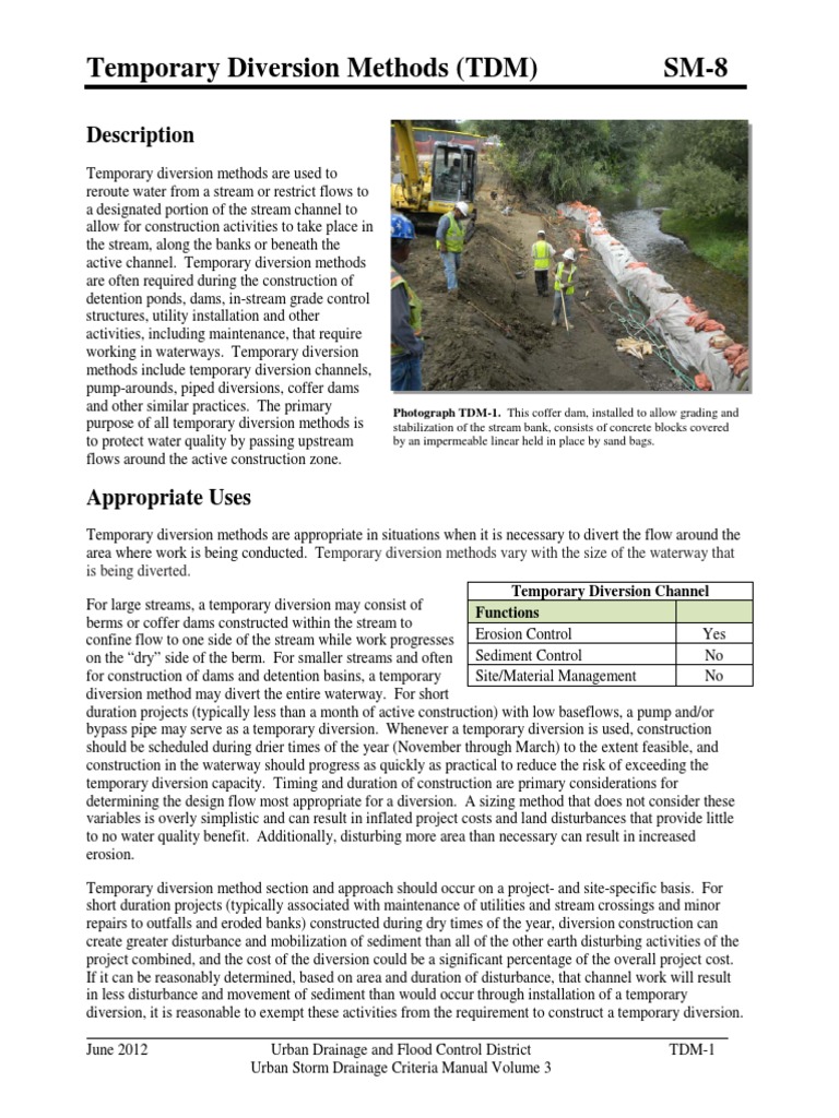 SM-08 Temporary Diversion Methods PDF | Download Free PDF | Flood ...