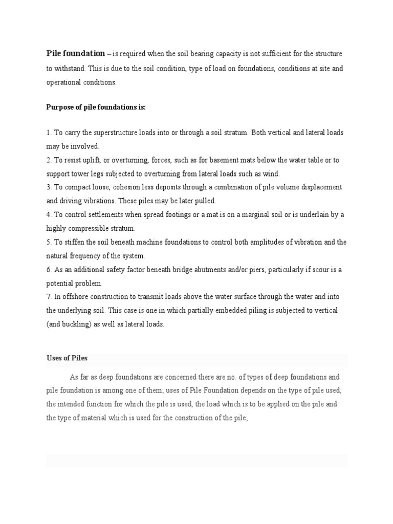 Pile Foundation Report | PDF | Deep Foundation | Foundation (Engineering)