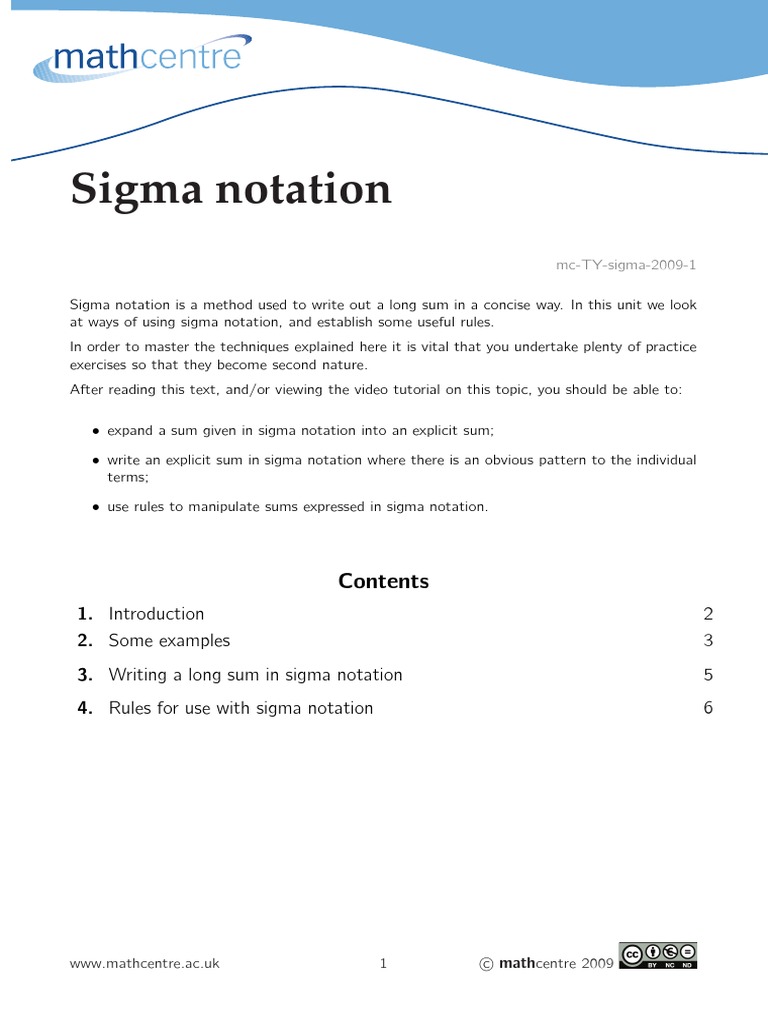Sigma Notation: Rules and Examples | PDF | Teaching Methods & Materials