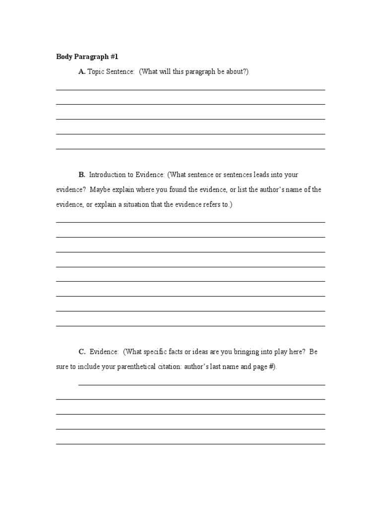 Body Paragraph 1 Template | PDF