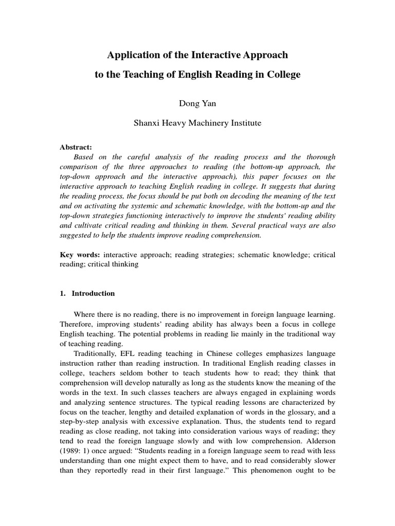 Interactive Reading App Pdf Reading Comprehension Top Down And