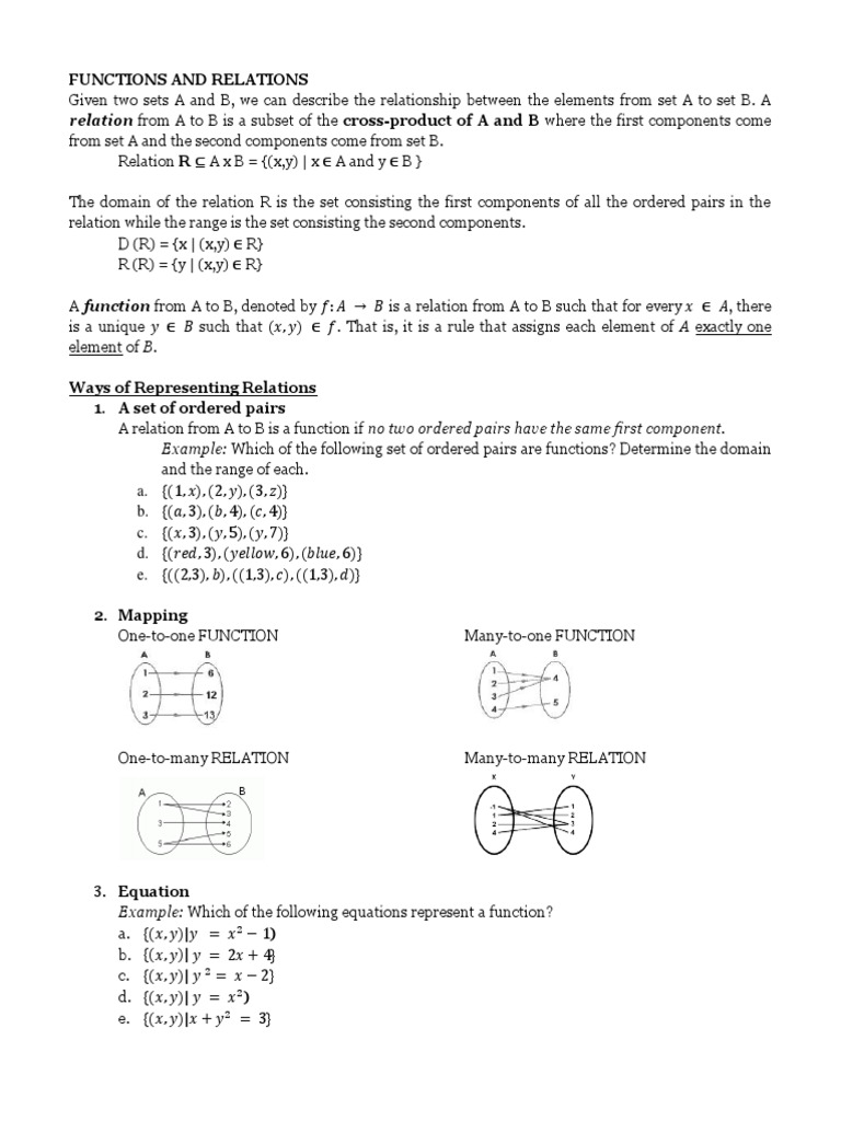 Functions and Relations | PDF | Quadratic Equation | Function (Mathematics)