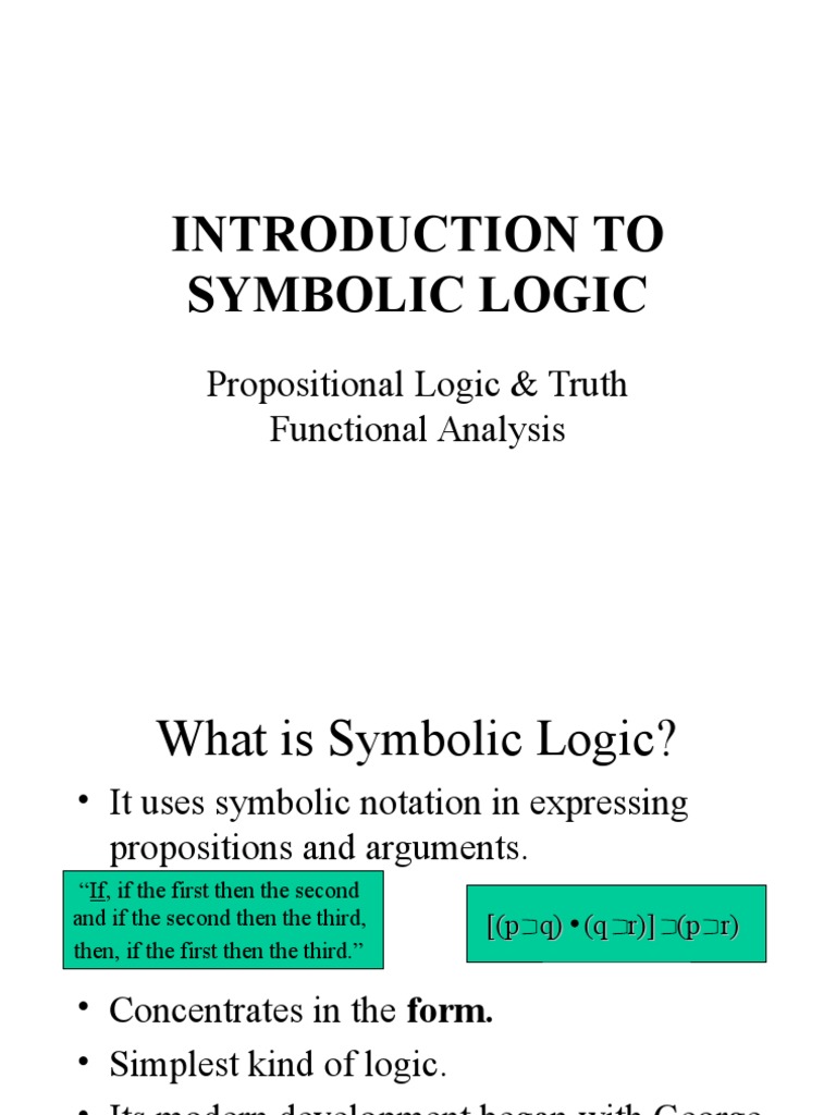 Introduction To Symbolic Logic Pdf Proposition Contradiction