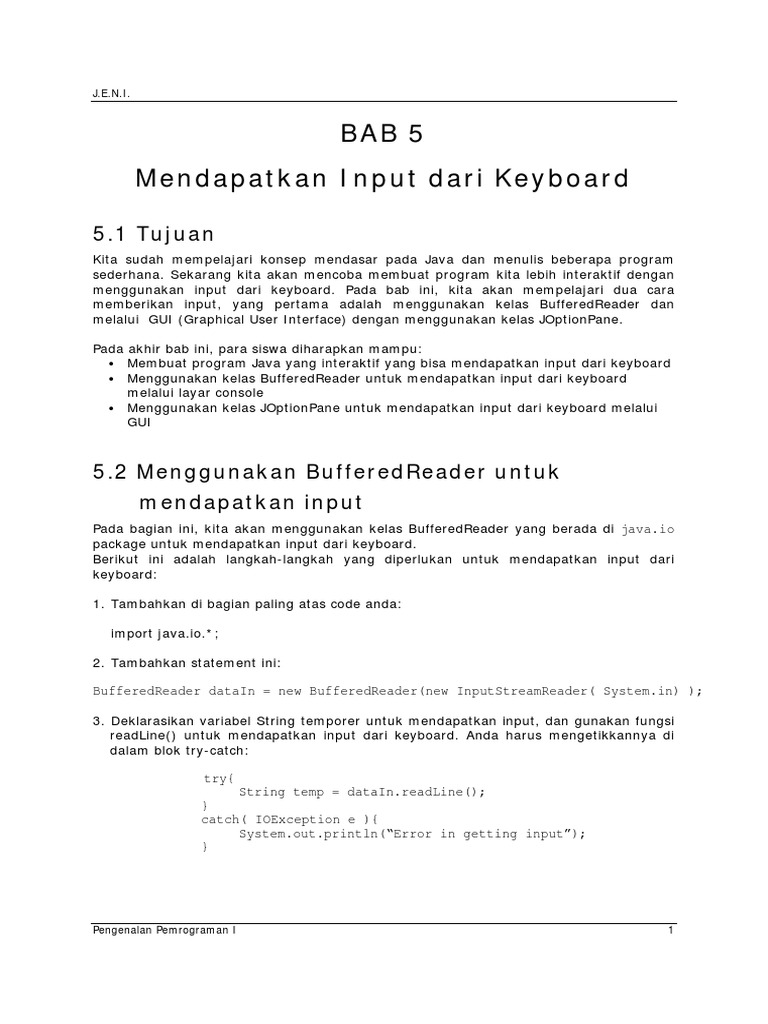 Mendapatkan Input Dari Keyboard | PDF | Metode & Bahan Ajar