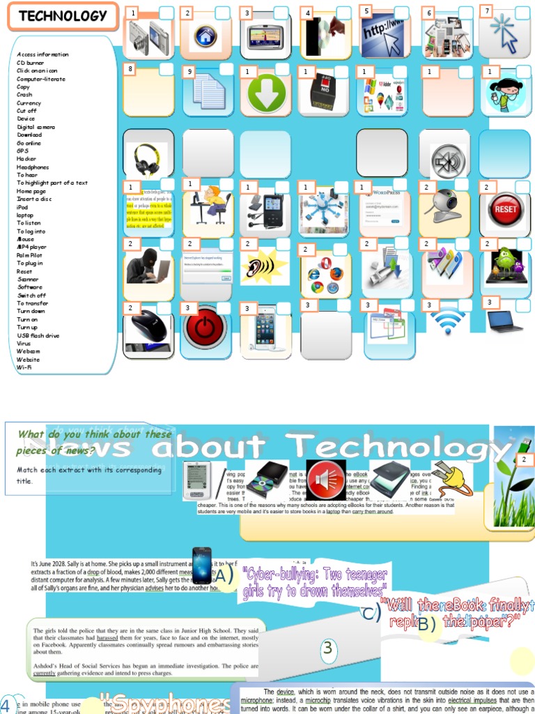 Technology Vocabulary Pictionary Reading | PDF