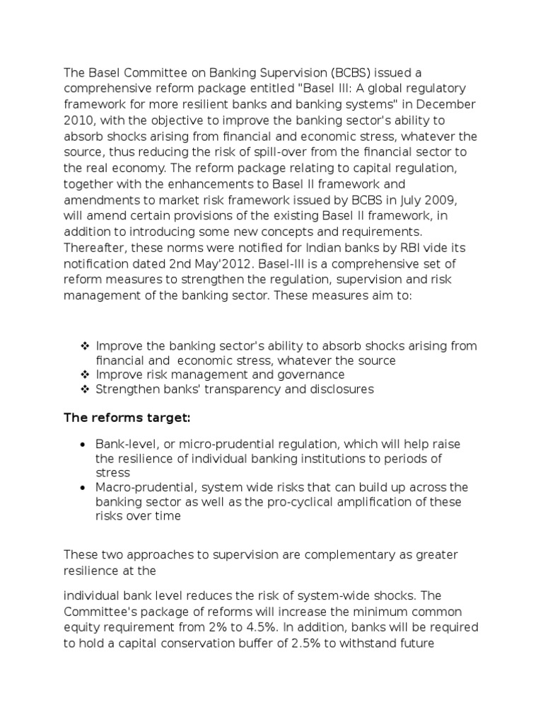 The Reforms Target | PDF | Basel Iii | Capital Requirement