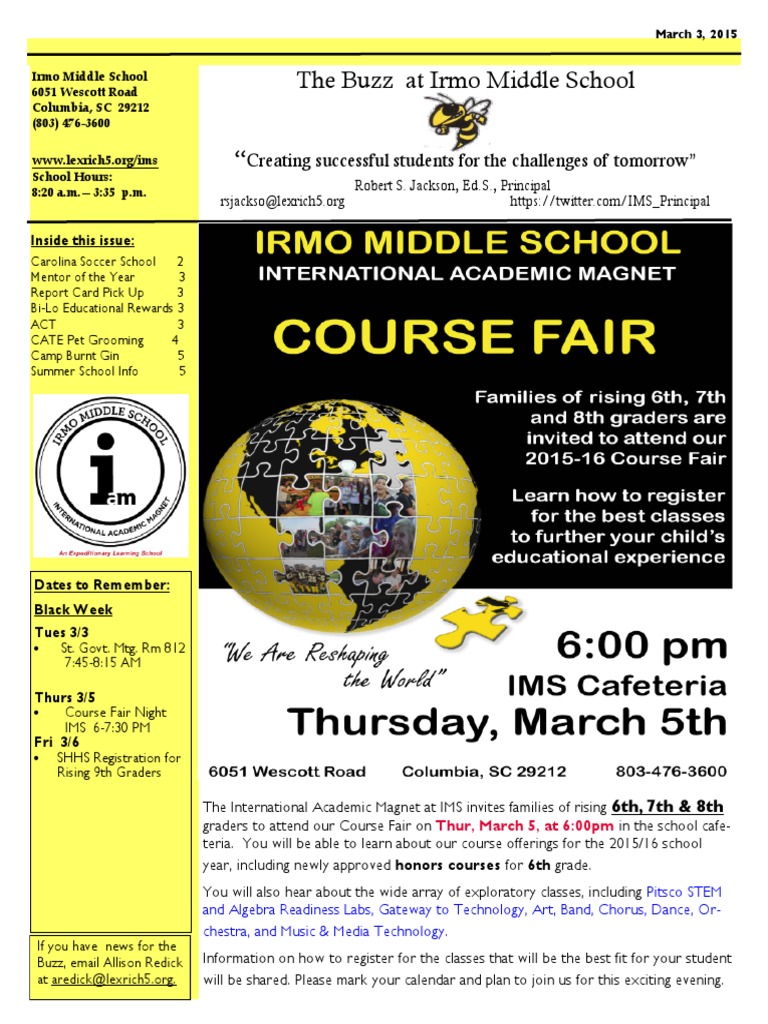 The Buzz at Irmo Middle School ": Creating Successful Students For The ...