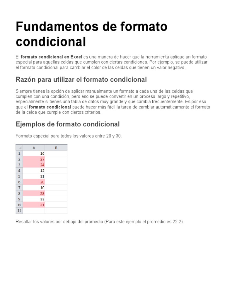 Fundamentos de Formato Condicional | PDF | Microsoft Excel | Tabla (base de datos)