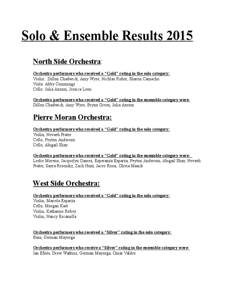Elkhart Community Schools Students Compete in 2015 ISSMA Solo ...