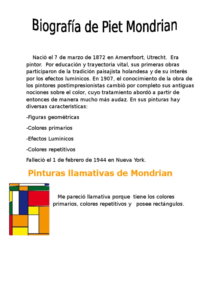 Biografia de Piet Mondrian... | PDF