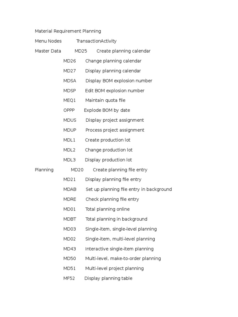 Sap PP Tcode 3 | Download Free PDF | Information Technology Management ...