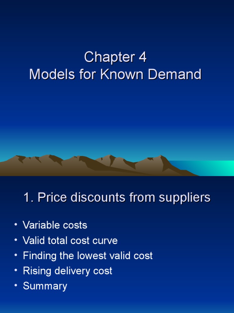 Models For Known Demand | PDF | Mathematical Optimization | Demand