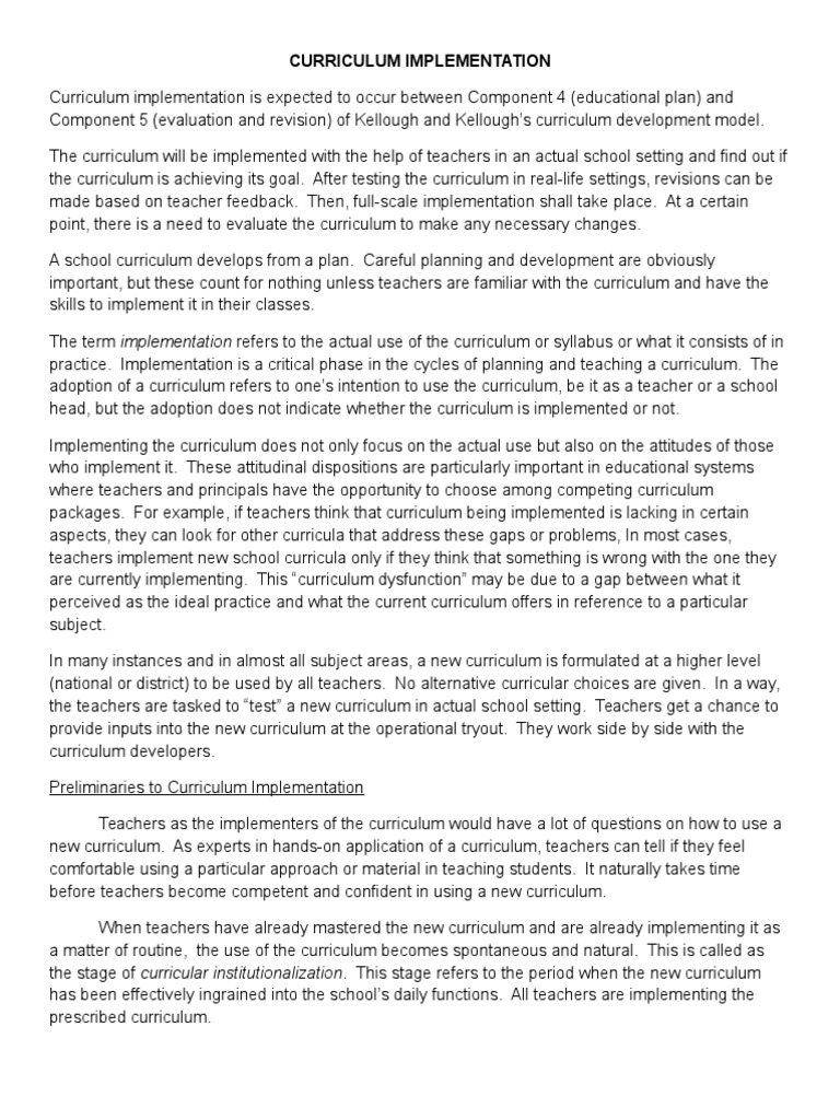 Curriculum Implementation | PDF | Curriculum | Teachers