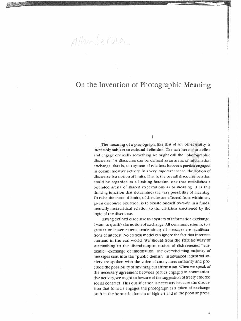 Sekula, Photo Meaning | PDF