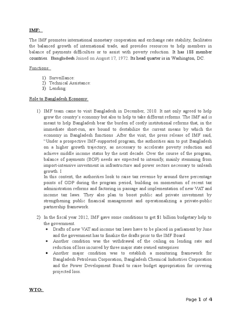 WB, Imf, Wto, Adb | Download Free PDF | International Monetary Fund ...