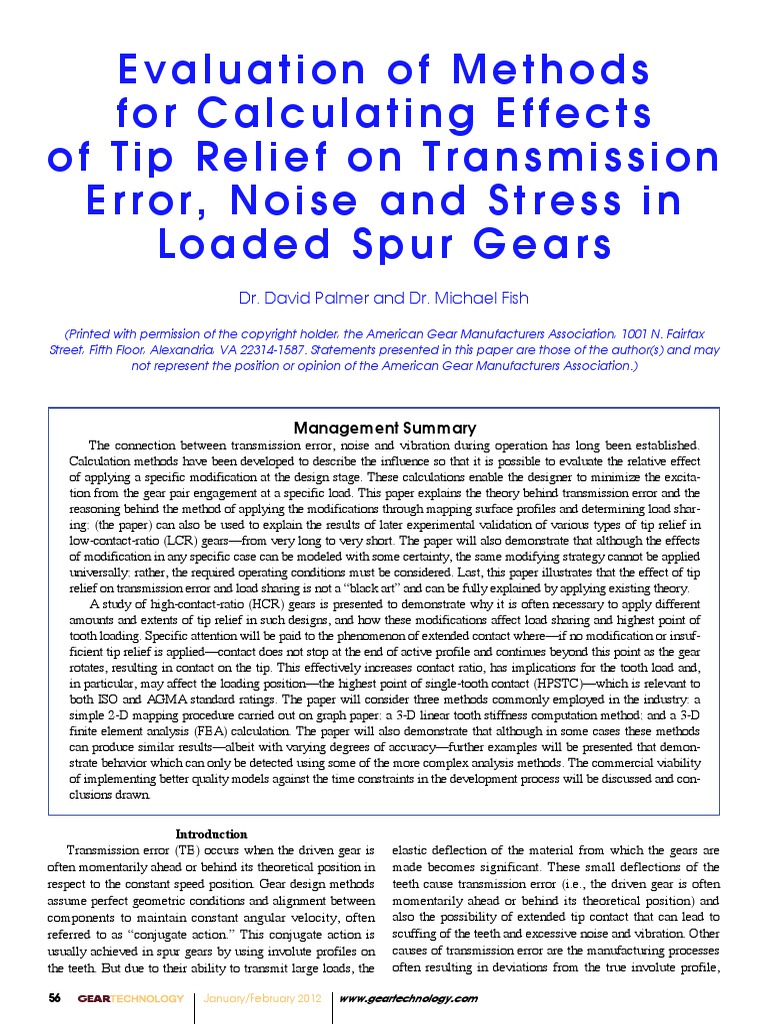 Tip Relief | PDF | Gear | Transmission (Mechanics)
