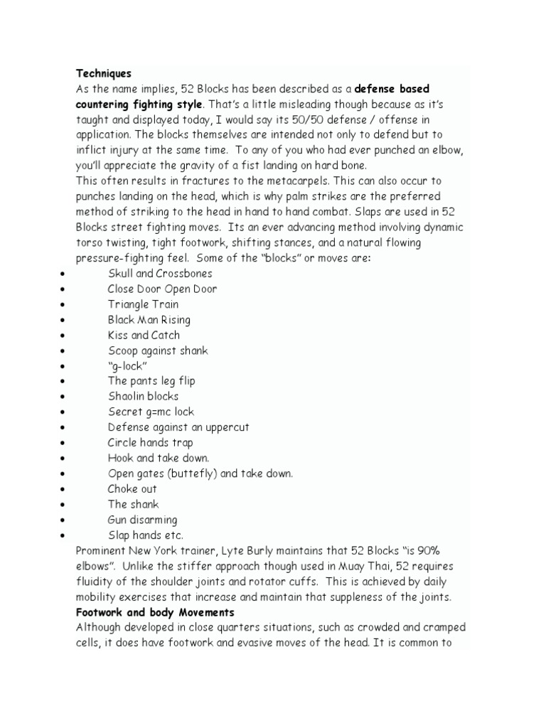 52 Blocks: An Analysis of an Adaptable Close-Quarters Fighting Style ...