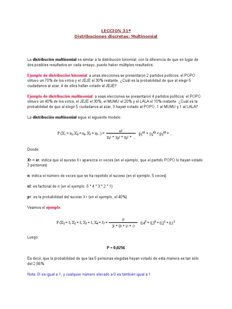 Distribucion Multinomial | PDF