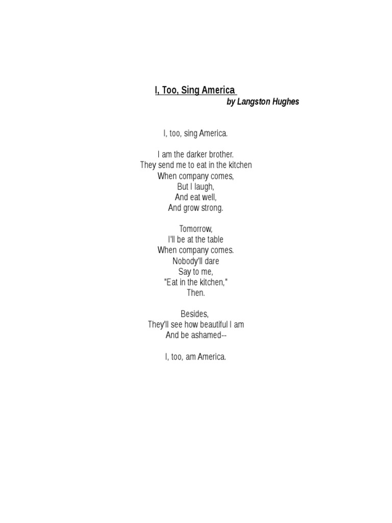 Langston Hughes I Too