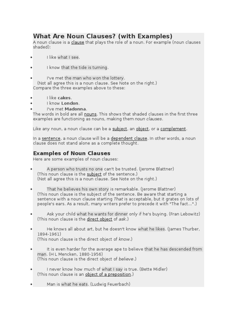 Noun Clauses | PDF | Clause | Noun