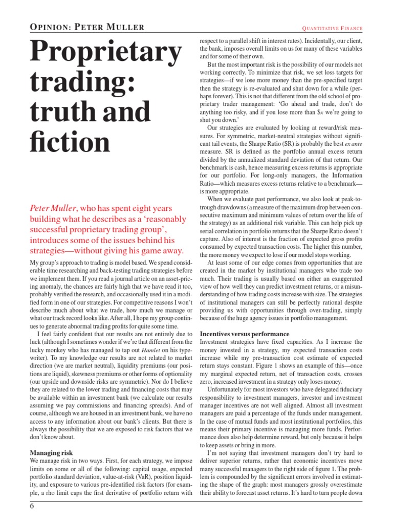 Proprietary Trading - Truth and Fiction | PDF | Investment Management ...