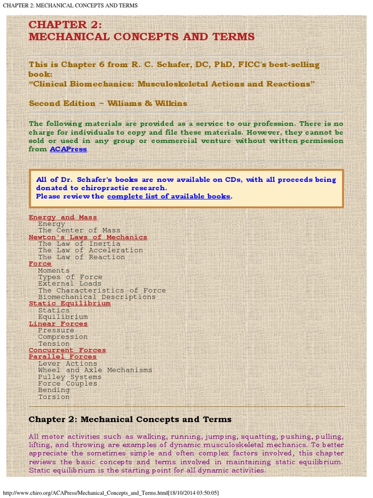 Clinical Biomechanics - Mechanical Concepts and Terms | PDF | Lever | Force