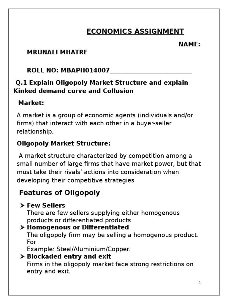 Oligopoly Market Structure | PDF | Cartel | Oligopoly