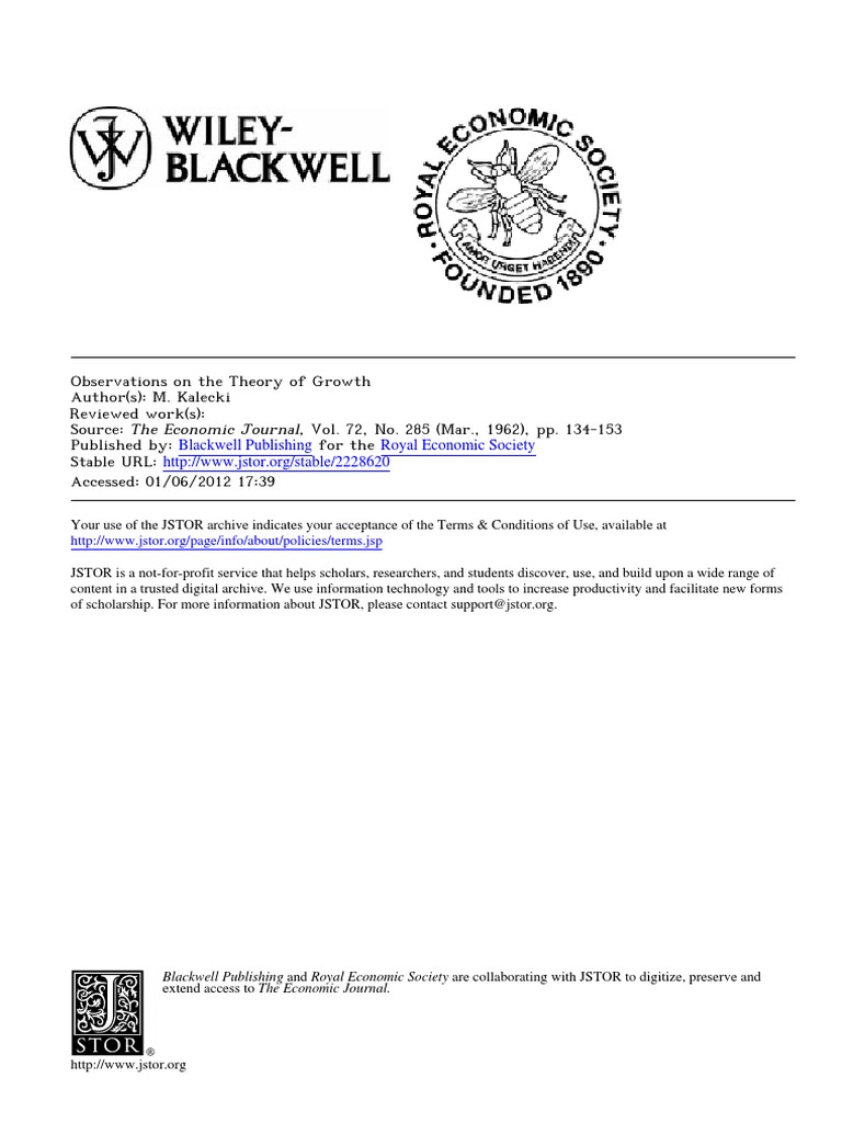 Growth Theory Insights by M. Kalecki | PDF | Business Cycle | Profit ...