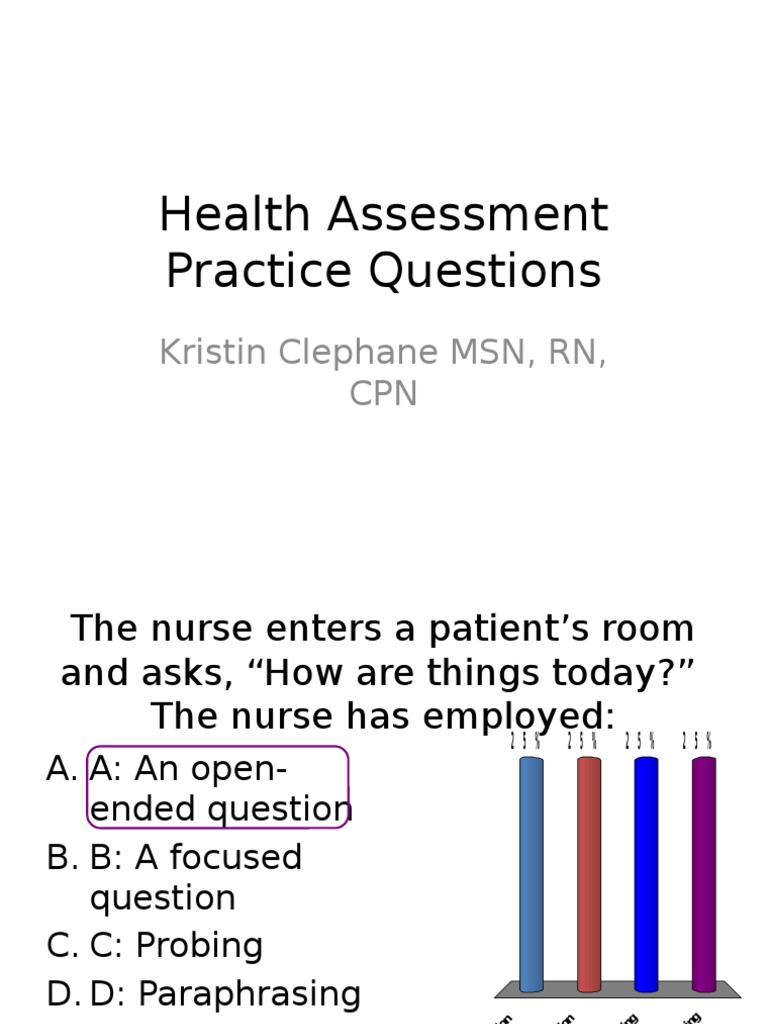 TEST 1, Health Assessment Practice Questions(1) | Pulse | Nursing