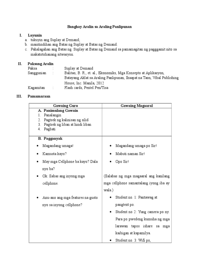Lesson Plan - Supply and Demand | PDF