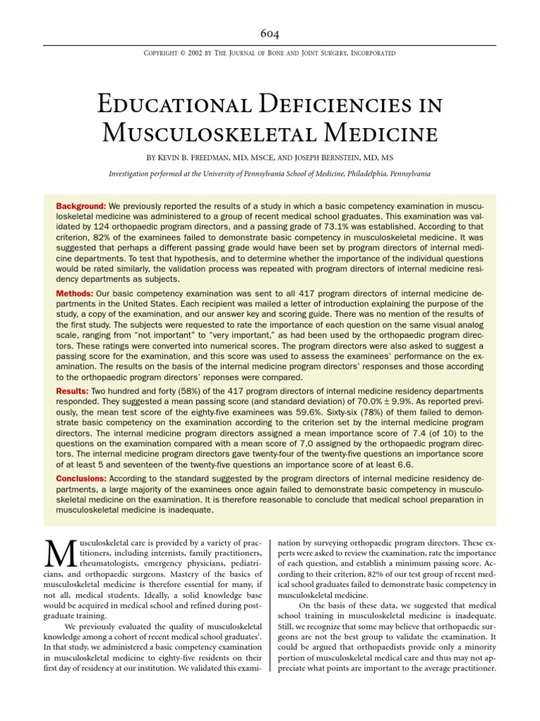 Educational Deficiencies In Musculoskeletal Medicine | National Education