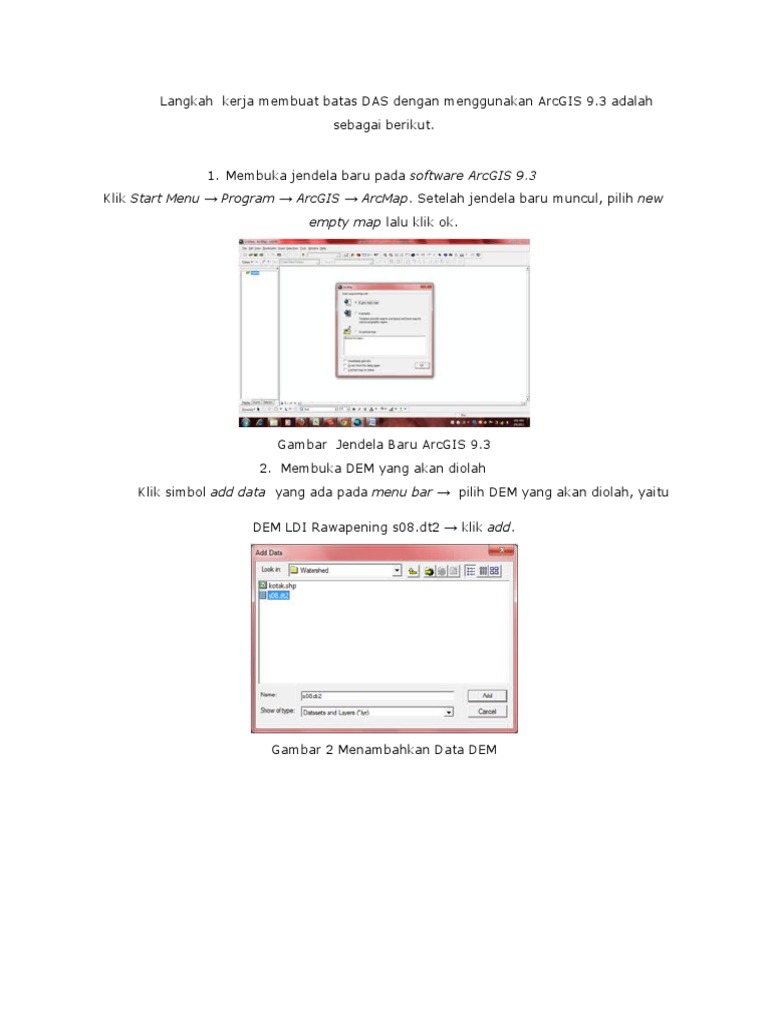 Membuat Batas DAS Menggunakan ArcGIS 9.3 | PDF