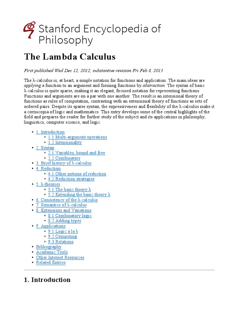 The Lambda Calculus | PDF | Mathematical Logic | First Order Logic