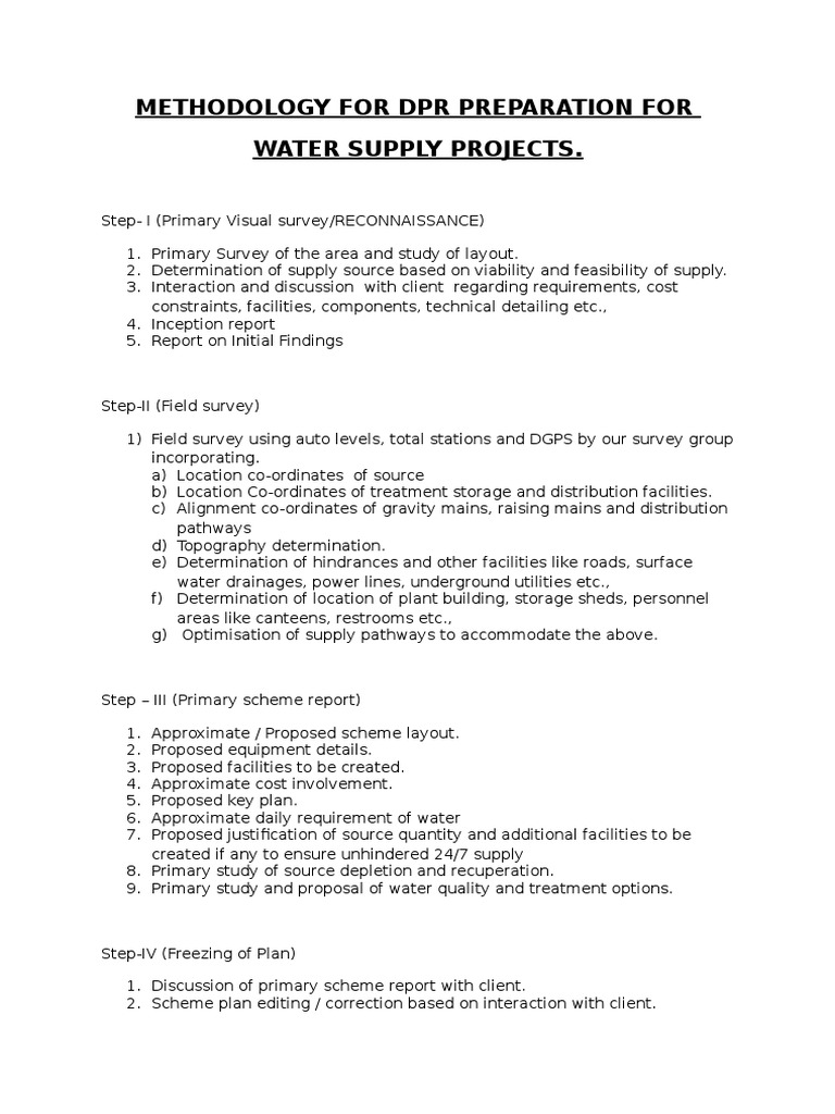 Methodology For DPR Preparation For Water Supply Projects | PDF | Water ...