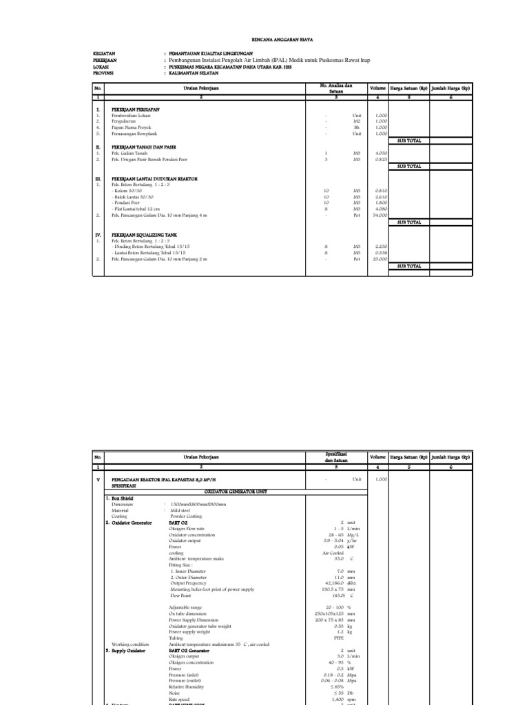 Tambahan RAB IPAL Puskesmas Rawat Inap Kosongan PDF | PDF