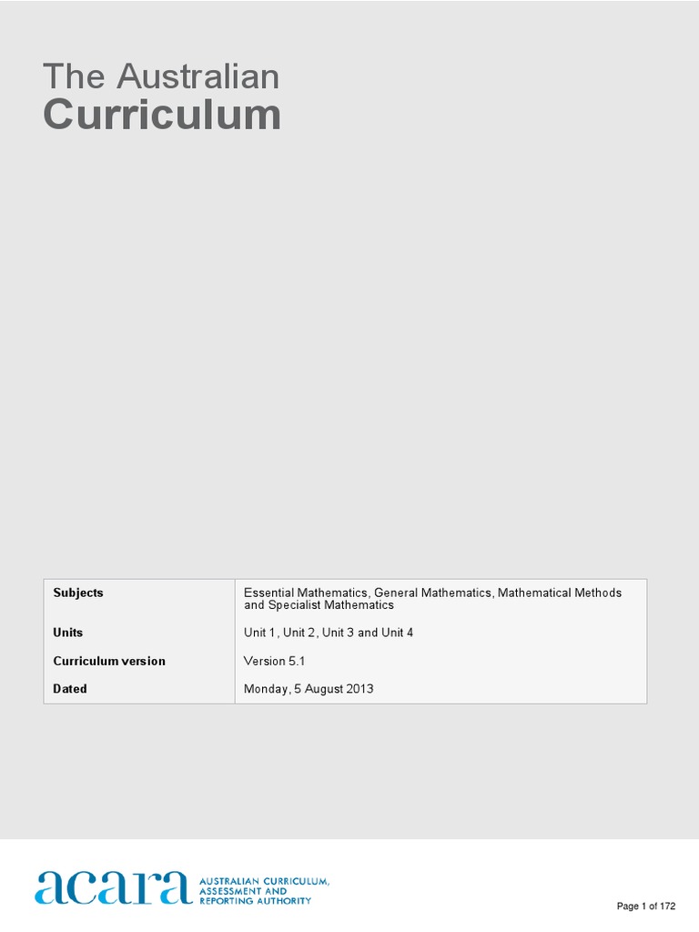 Australian Curriculum Mathematics | PDF | Area | Teaching Mathematics