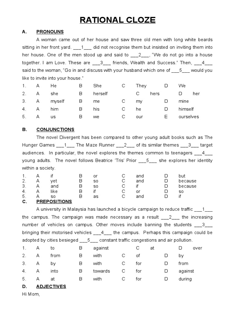 2. Rational Cloze (1) | Linguistics | Grammar