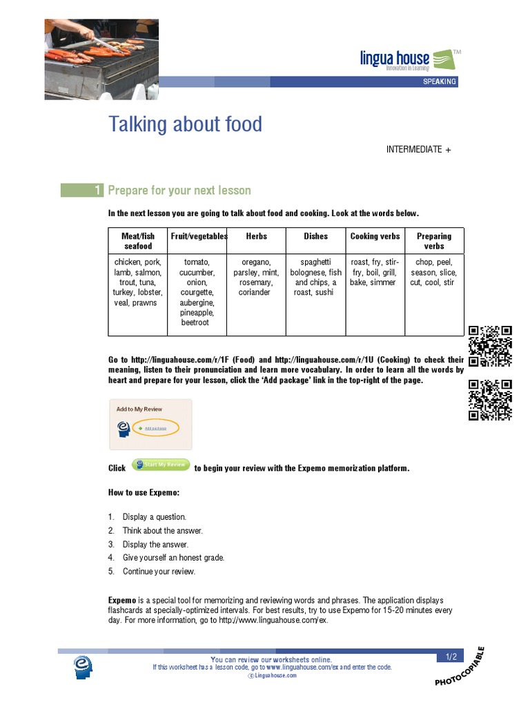 Talking About Food | PDF | Vocabulary | Restaurants