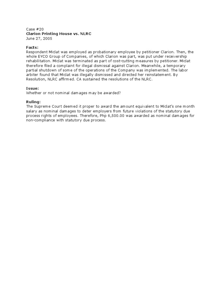 Clarion Printing House vs. NLRC | PDF