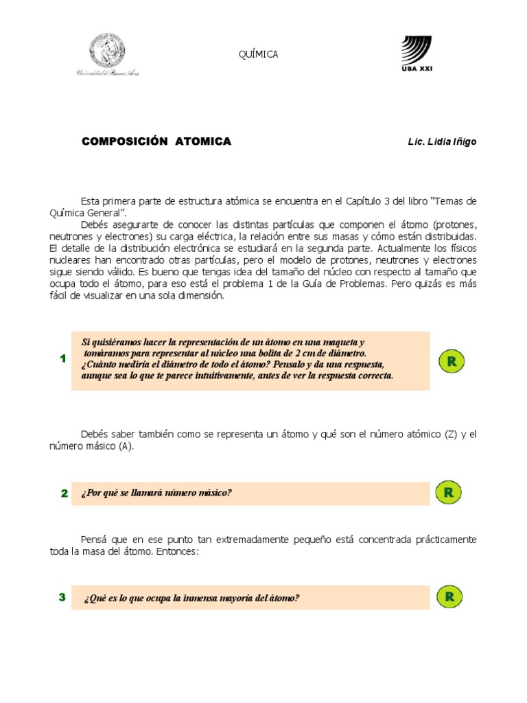 Composición Atómica del Átomo | PDF | Átomos | Elementos químicos
