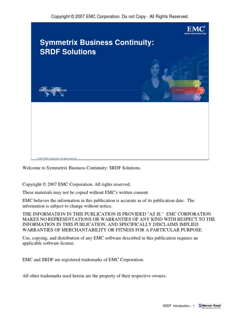 SRDF Solutions PDF | PDF | Replication (Computing) | Computer Data Storage