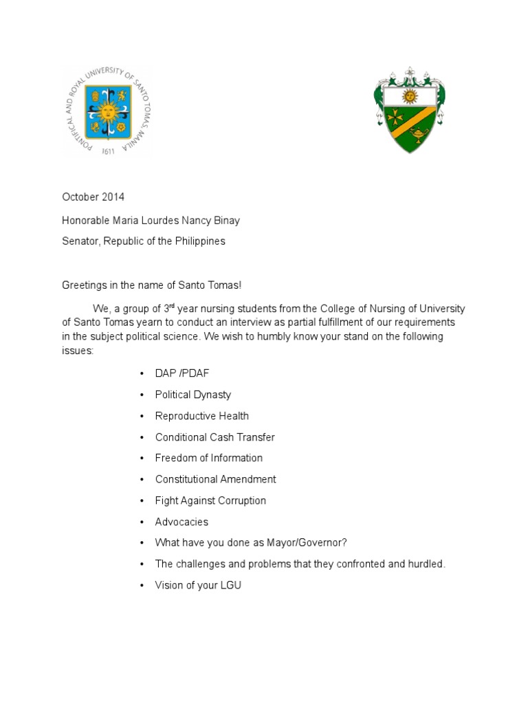 Letter To Senator | PDF | Social Science