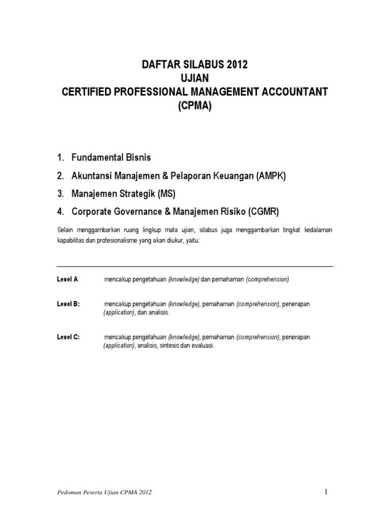 Silabus Ujian Cpma | PDF