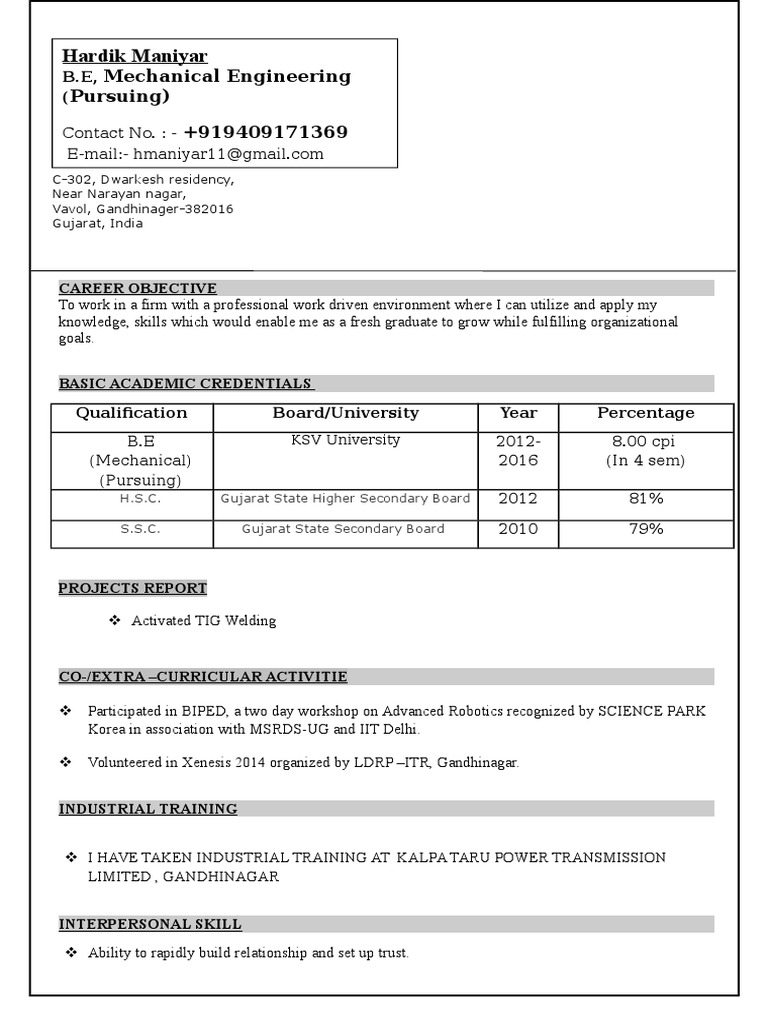 Hardik Resume | PDF