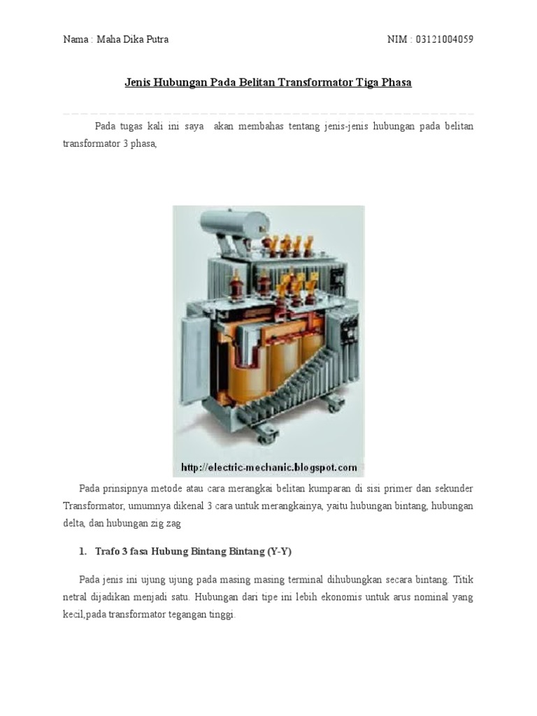 Jenis Hubungan Pada Belitan Transformator Tiga Phasa | PDF