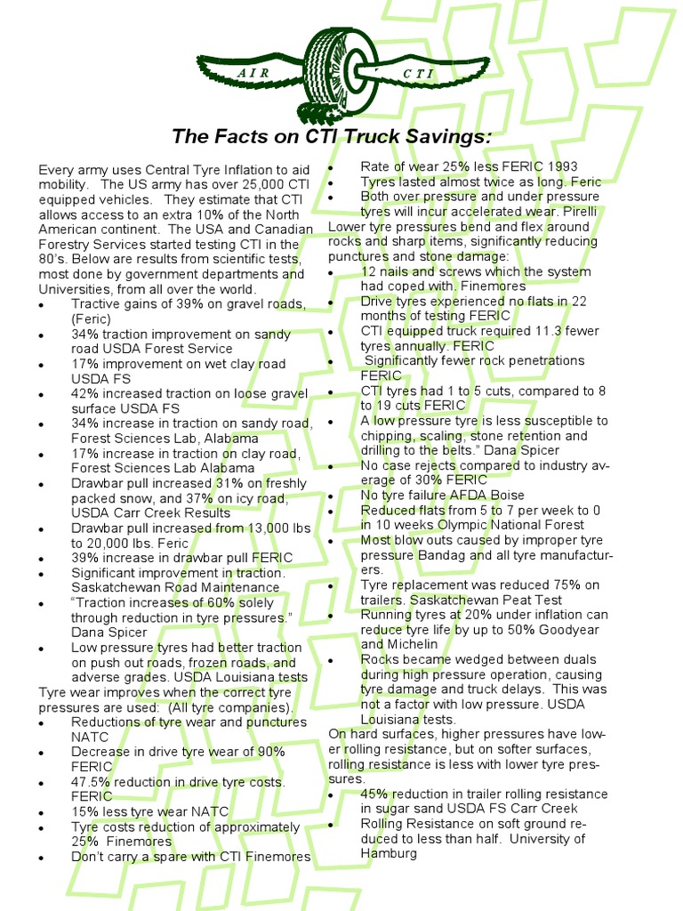 Facts AIR CTI and Truck Saving | PDF | Tire | Truck