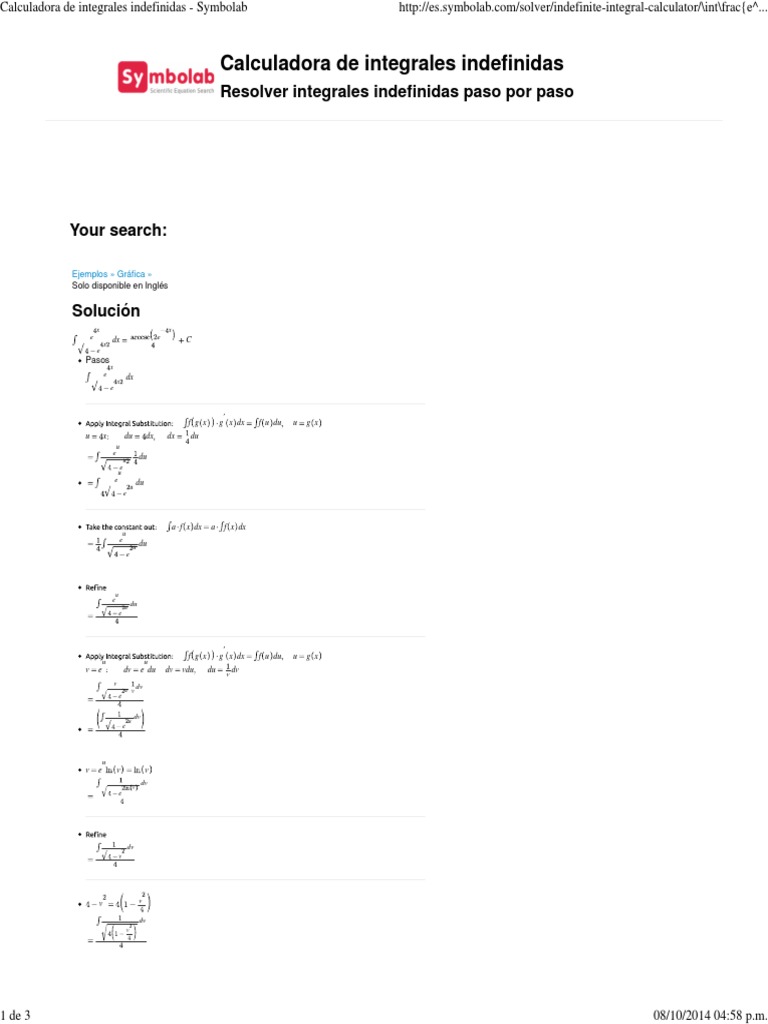 Calculadora de Integrales Indefinidas - Symbolab | PDF